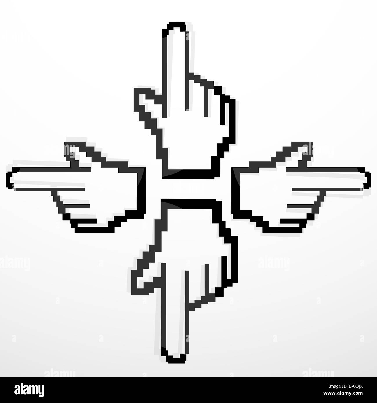 hand cursors pointing in various directions Stock Photo - Alamy