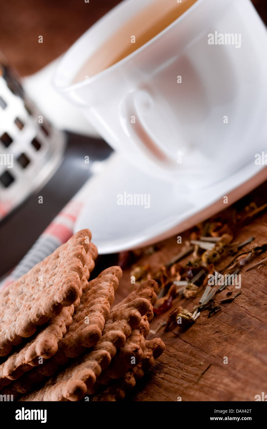 cup of herbal tea and some fresh cookies Stock Photo - Alamy