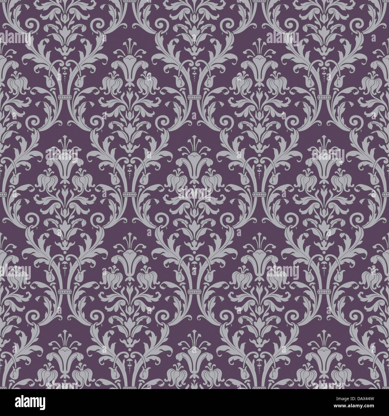 damask seamless pattern in purple and gray Stock Photo - Alamy