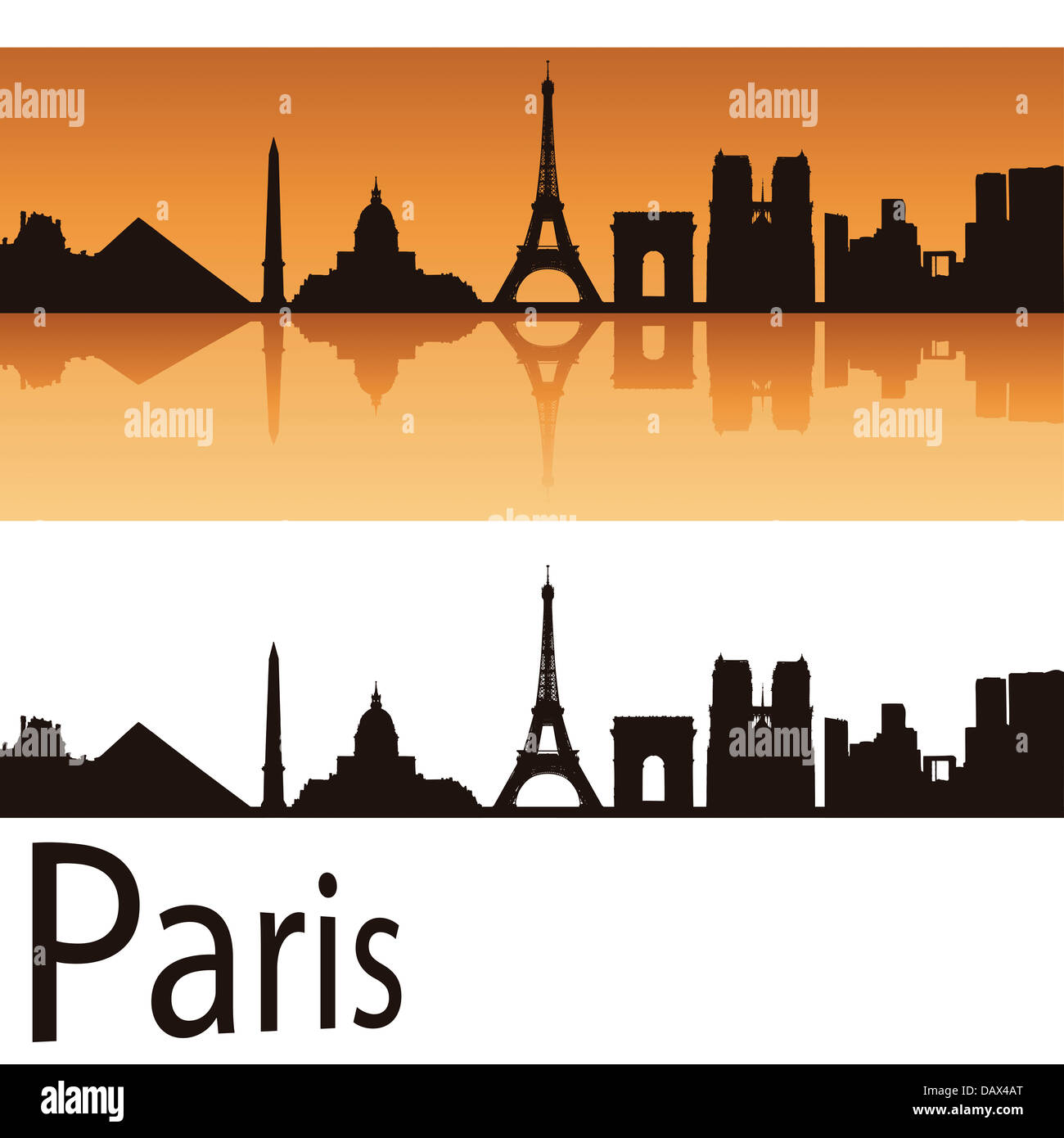Paris skyline in orange background Stock Photo - Alamy