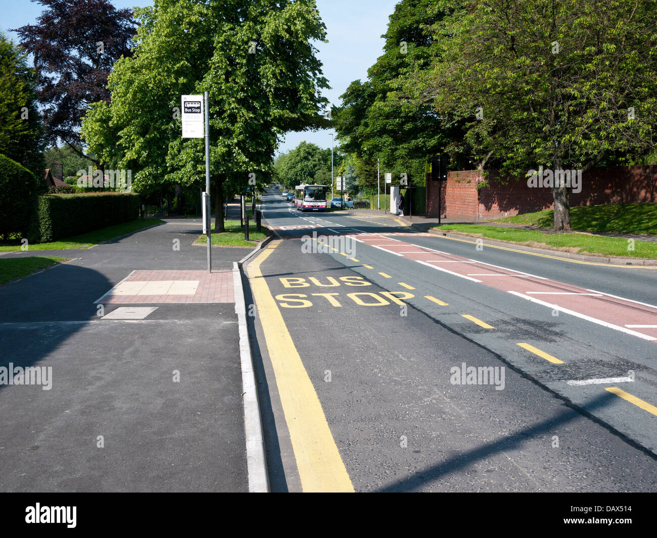 Bus stop space on main road, Chadderton, Oldham, Greater Manchester, UK ...