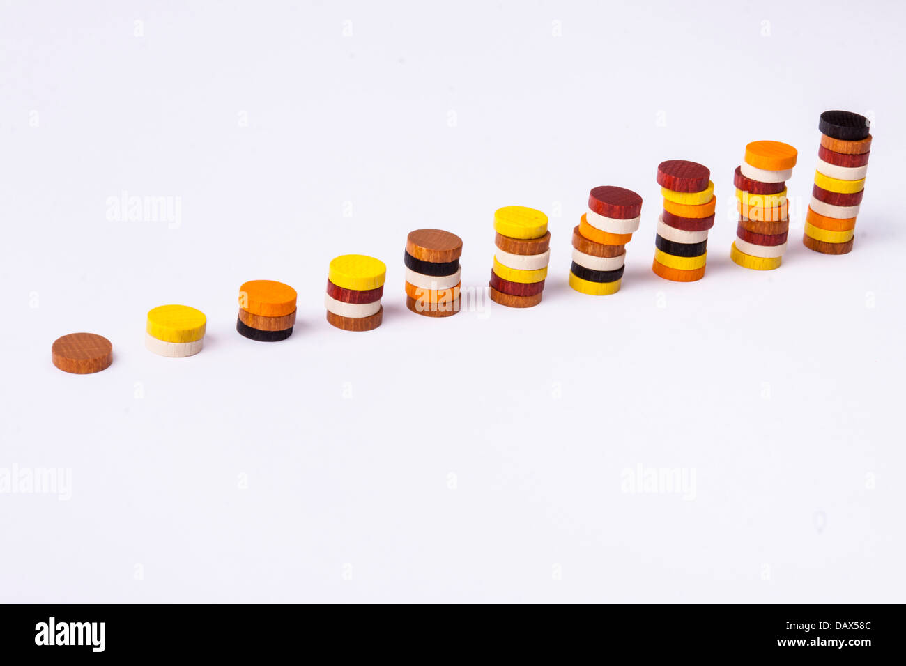 Wooden column graph on white background Stock Photo - Alamy