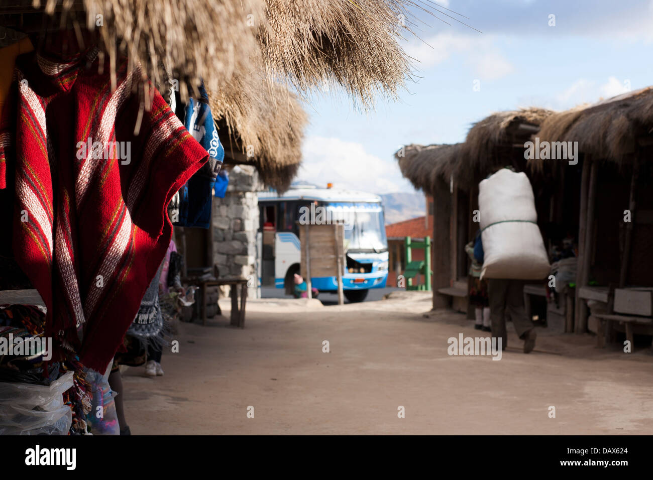 Local indigenous people pack up their stalls for the day above the ...