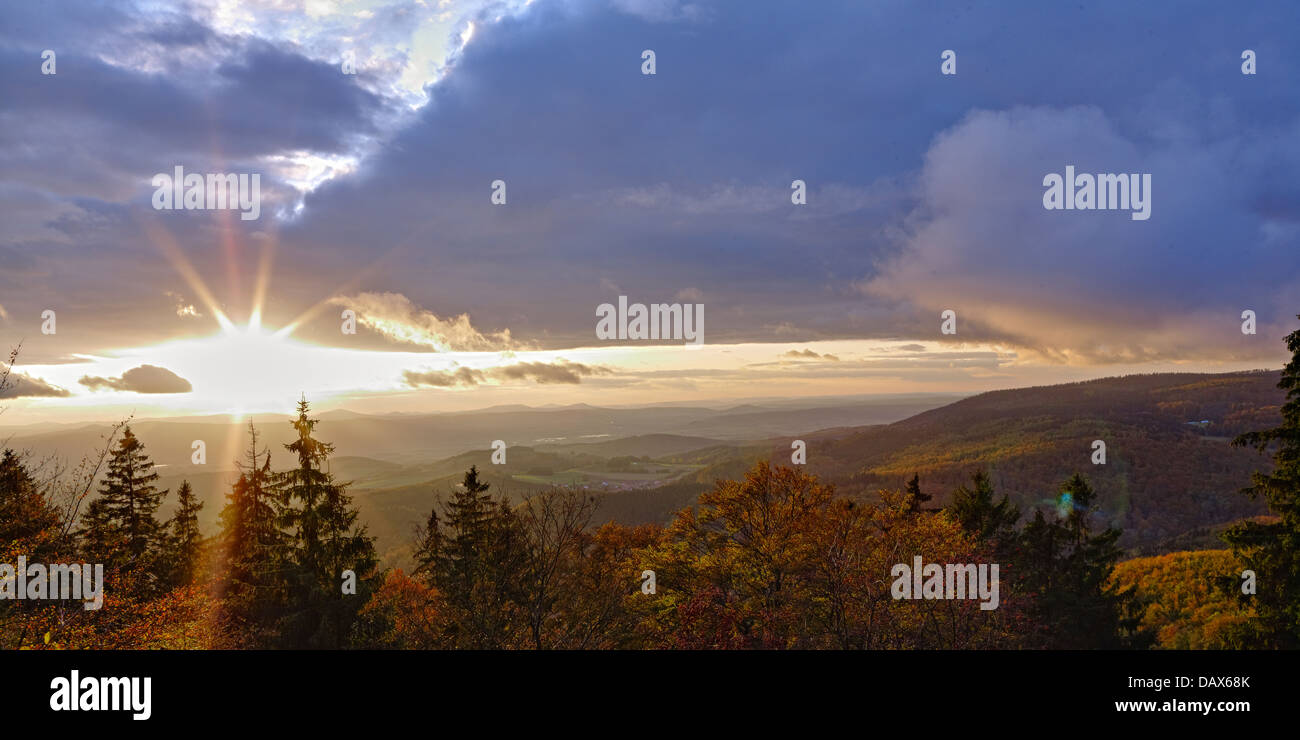 Werra Valley, view from Mommelstein near Brotterode, Thuringia, Germany ...