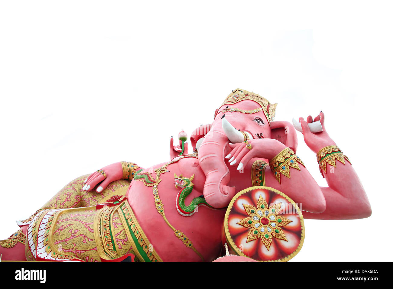 Pink Statue Ganesh in temple. on white background Stock Photo - Alamy