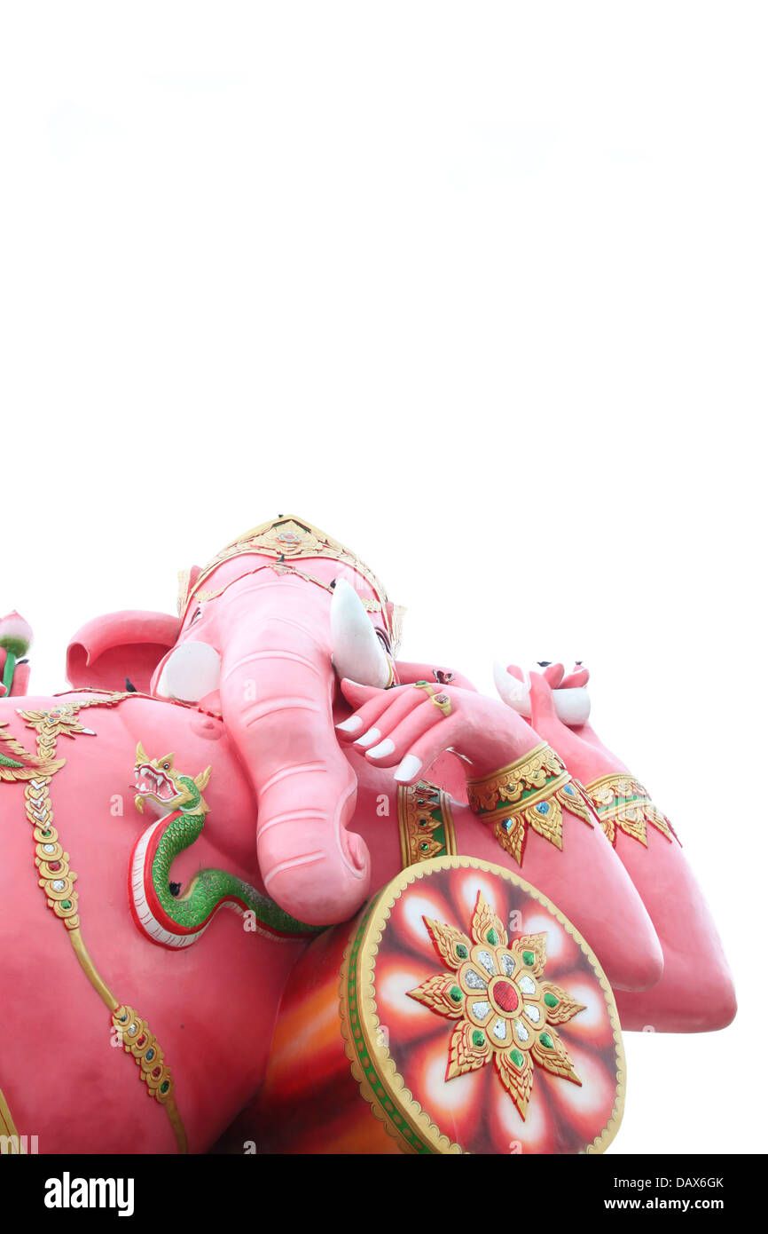 Pink Statue Ganesh in temple. on white background Stock Photo - Alamy
