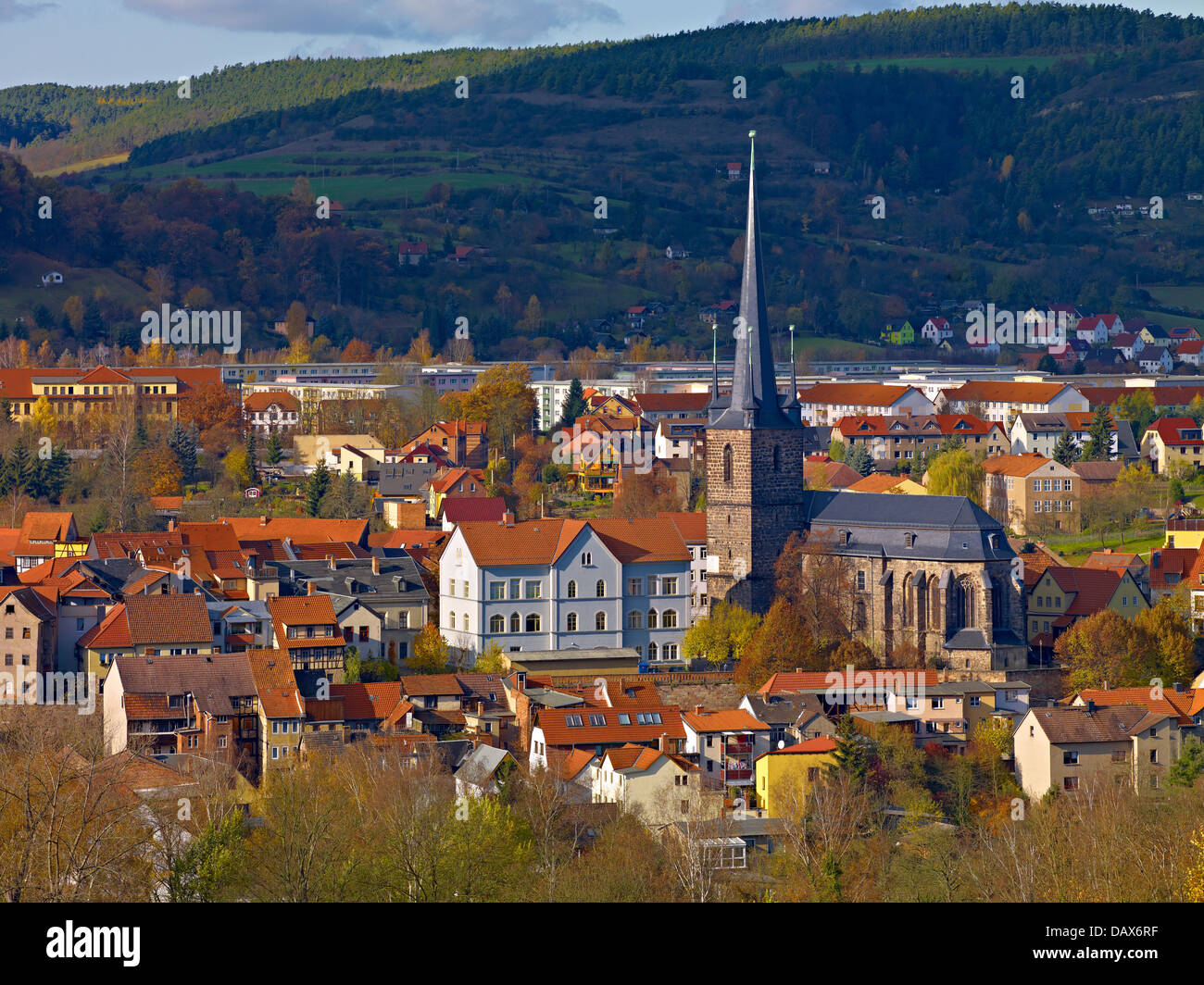 Kahla with St. Margarethen Church, Thuringia, Germany Stock Photo - Alamy