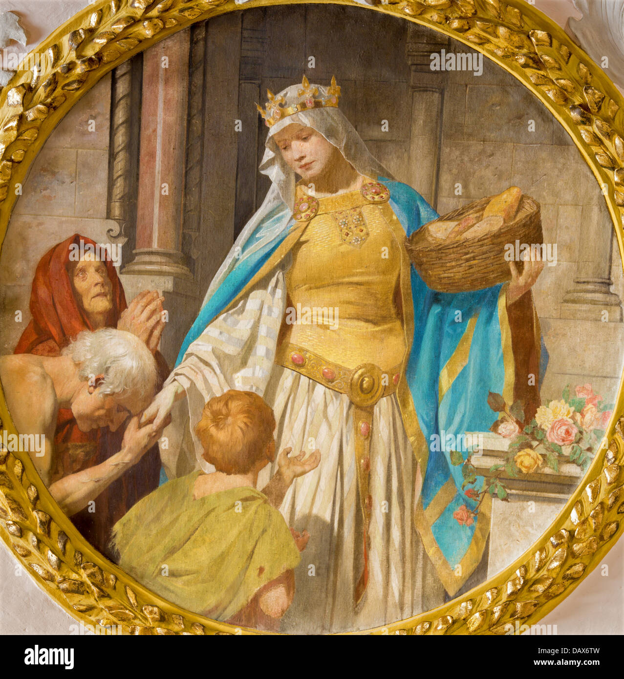 VIENNA - JULY 3: Paint of st.Elizabeth of Hungary from vestibule of ...