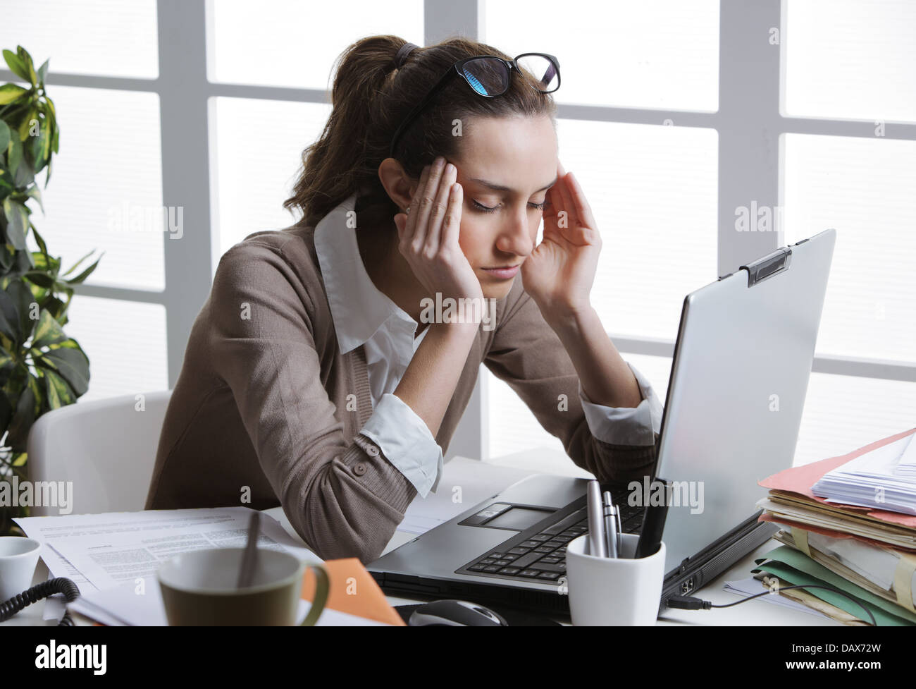 Secretary is having a bad day Stock Photo - Alamy