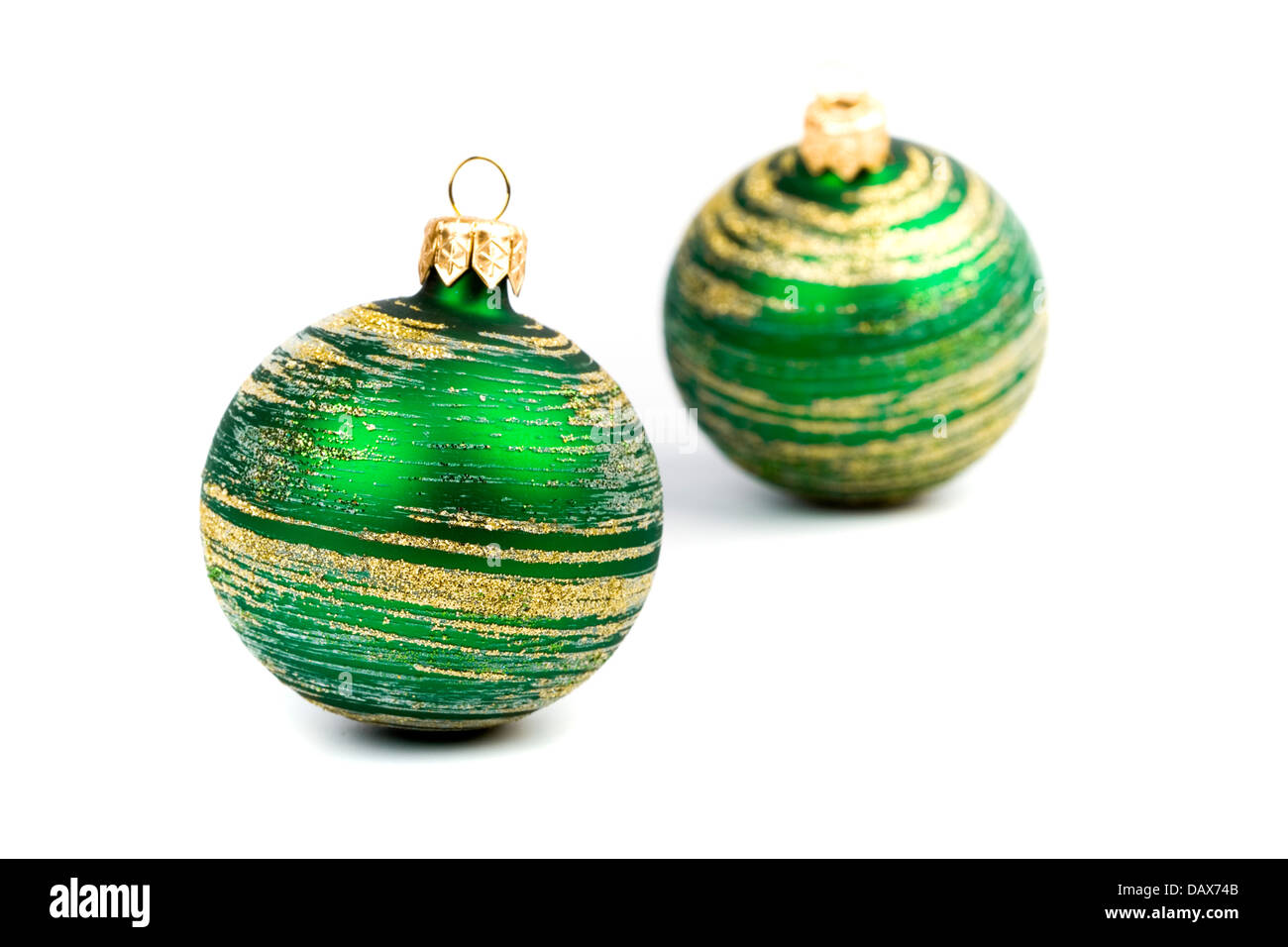 two green christmas balls Stock Photo - Alamy