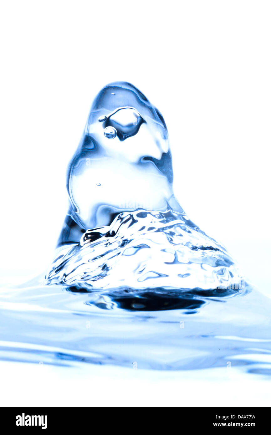 Water Drop Impact On The Liquid Surface White Background Stock Photo ...