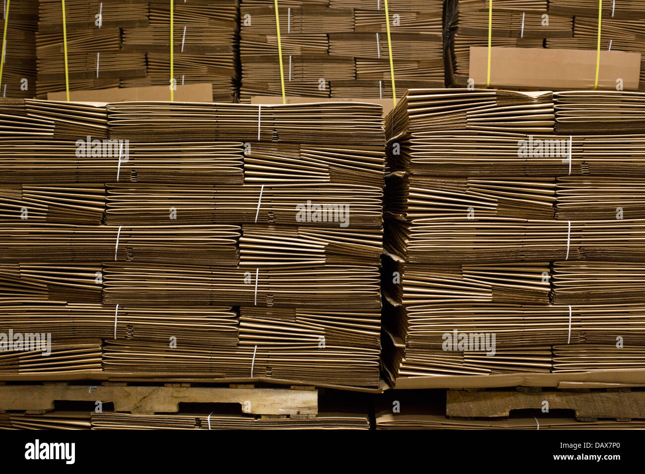 An industrial warehouse full of cardboard boxes on shelving Stock Photo ...