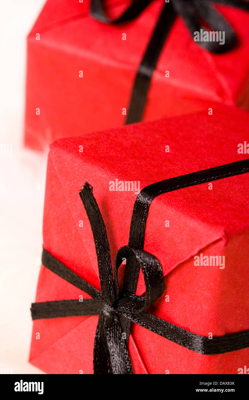 red gift boxes Stock Photo - Alamy