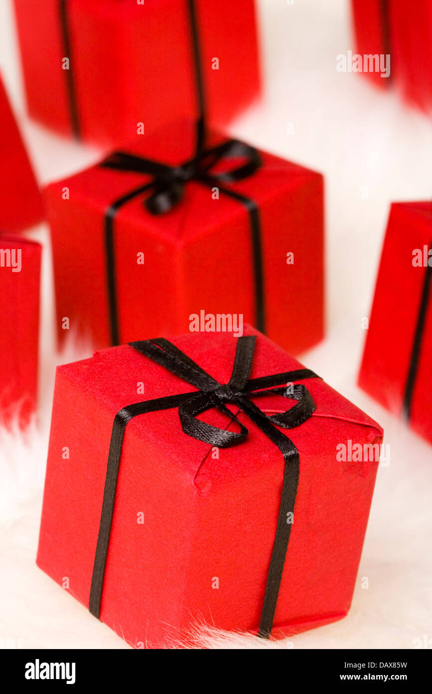 red gift boxes Stock Photo - Alamy