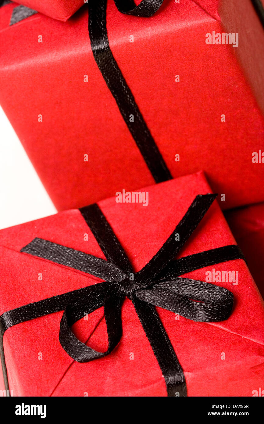 red gift boxes Stock Photo - Alamy