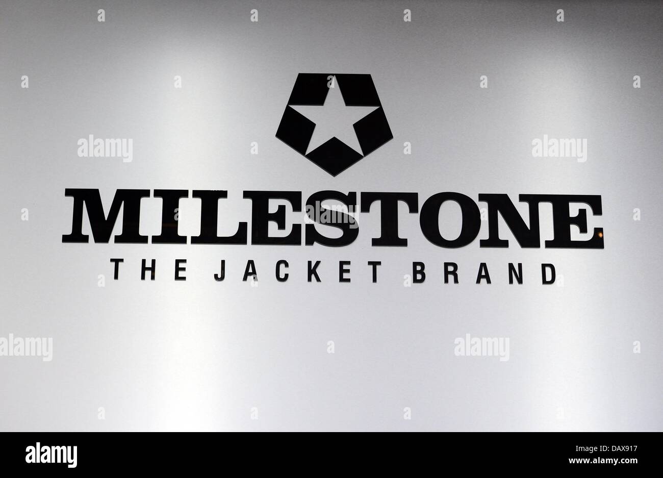 The logo of fashion label Milestone is on display at the 'Panorama ...