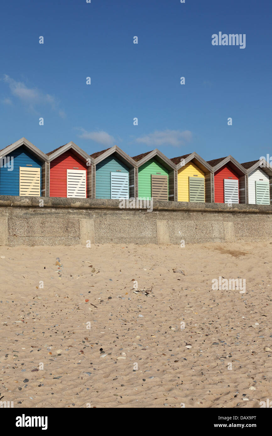 Colourful beach huts at Blyth in Northumberland, England Stock Photo ...