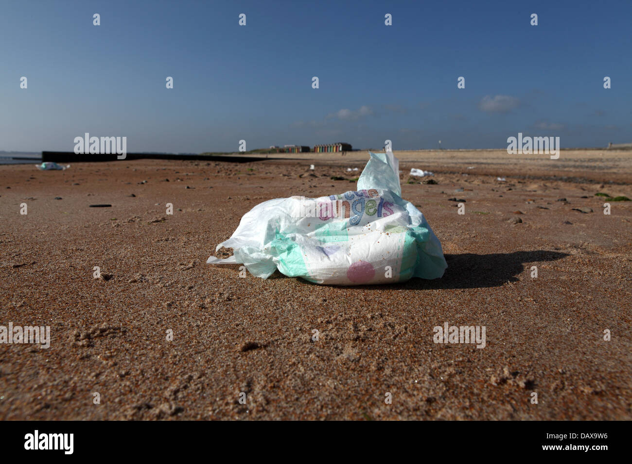 A nappy is among rubbish strewn on the beach at Blyth in Northumberland ...