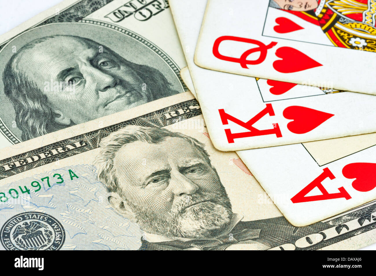 gambling concept with dollar bills and playing cards Stock Photo - Alamy