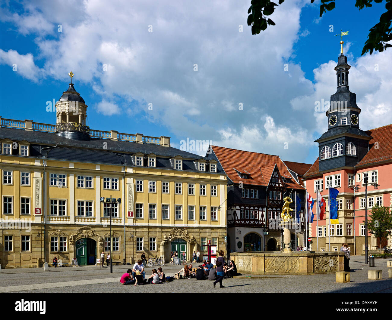 Market Square, City Hall and Castle, Eisenach, Thuringia, Germany Stock ...