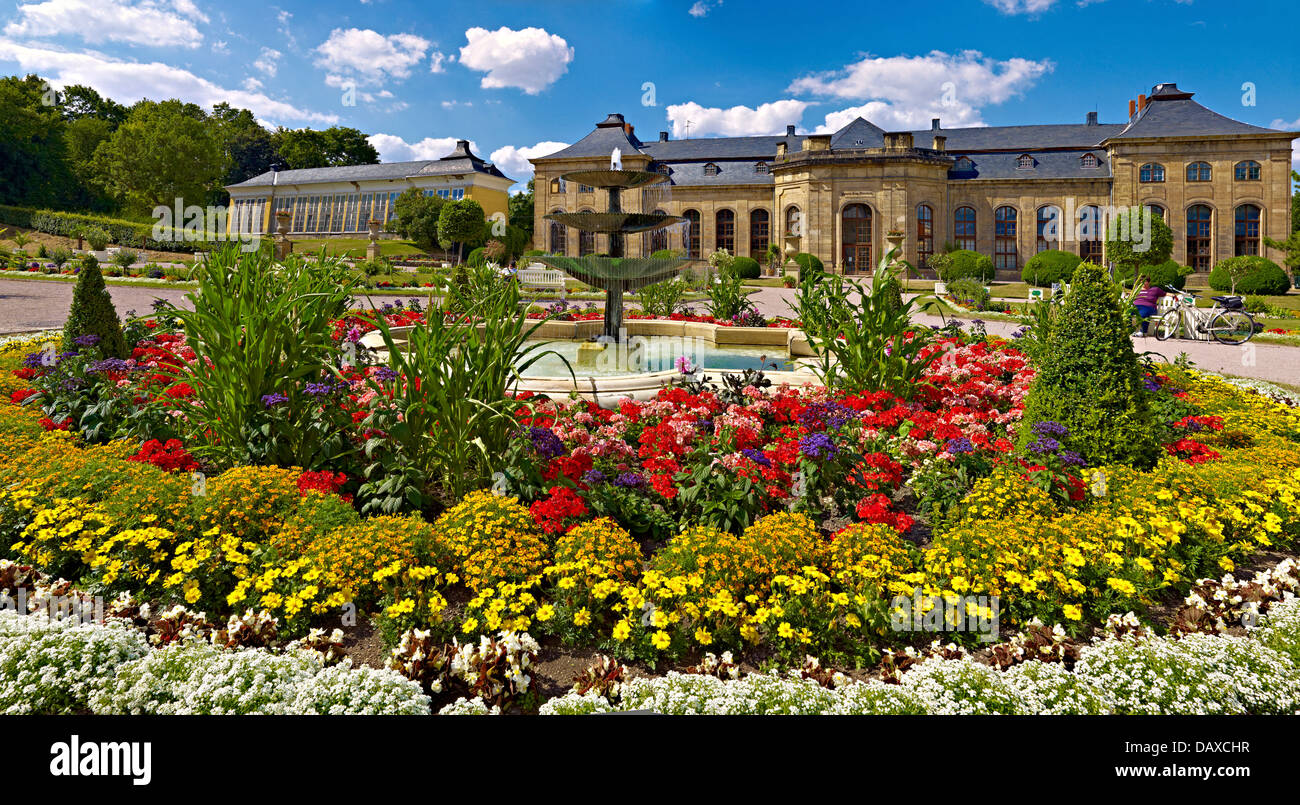Orangery with fountain, Friedenstein Castle, Gotha, Thuringia, Germany ...