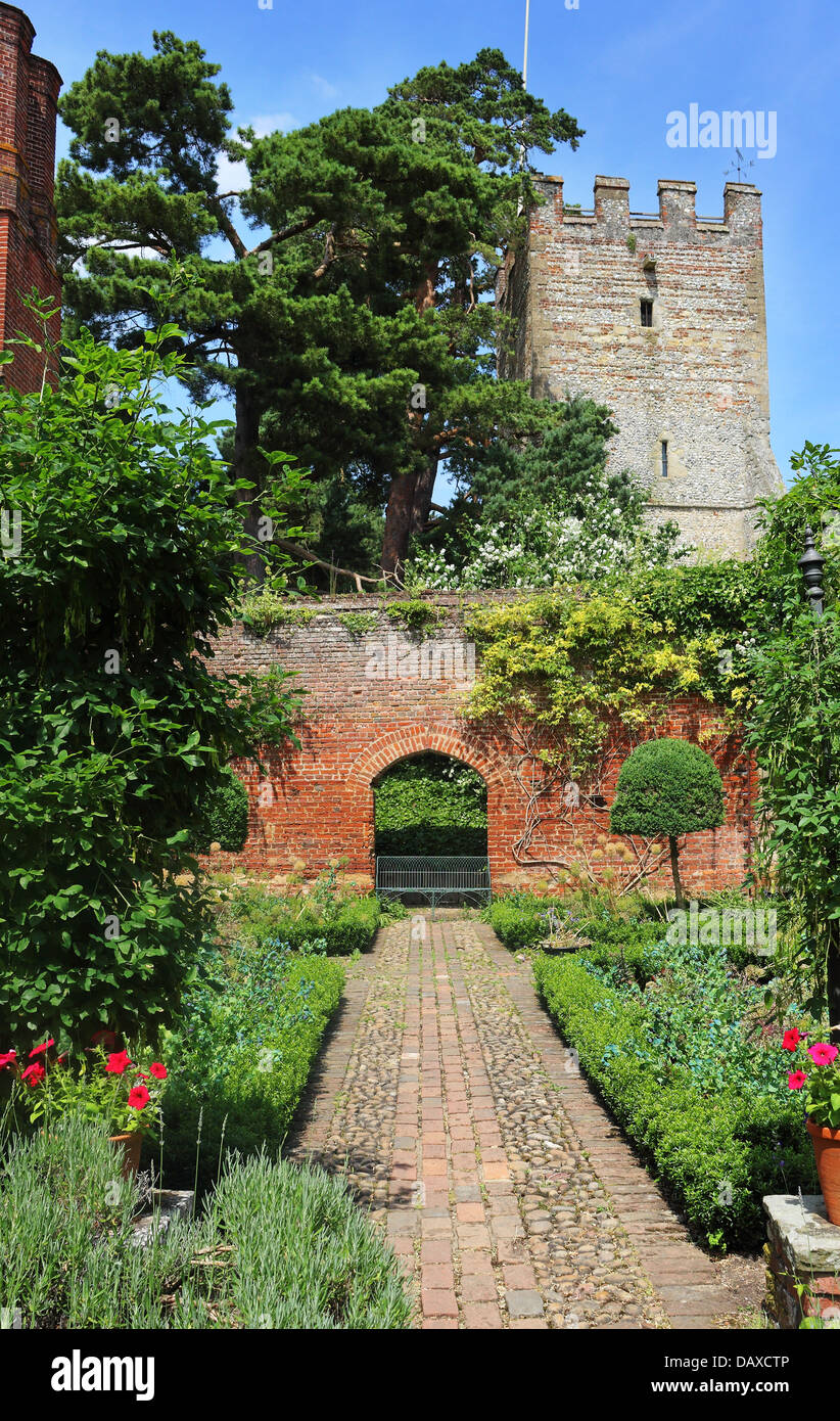An English walled garden at Grays Court with path leading to a walled ...