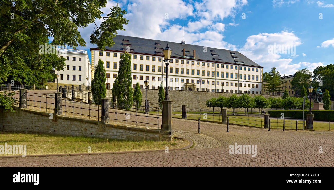 Friedenstein Castle with monument Ernst I. Duke of Saxe Gotha ...