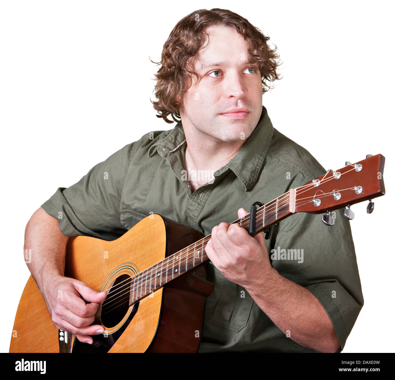 Relaxed Man Playing Guitar Stock Photo - Alamy