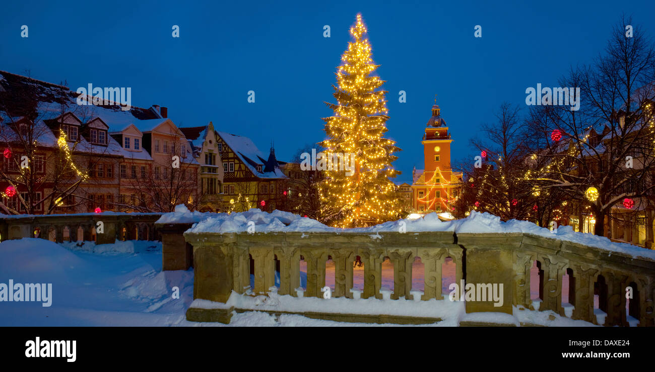 Christmas tree, Christmas Market and Town Hall, Hauptmarkt, Gotha ...