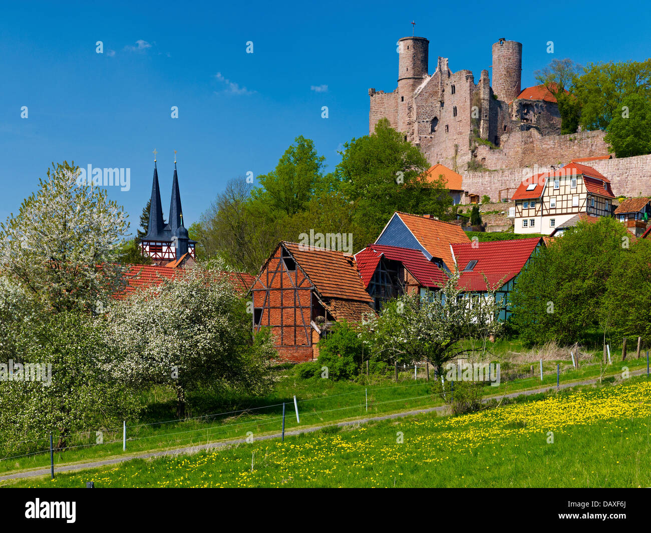 Hanstein Castle with Rimbach, Bornhagen, Eichsfeld District, Thuringia ...