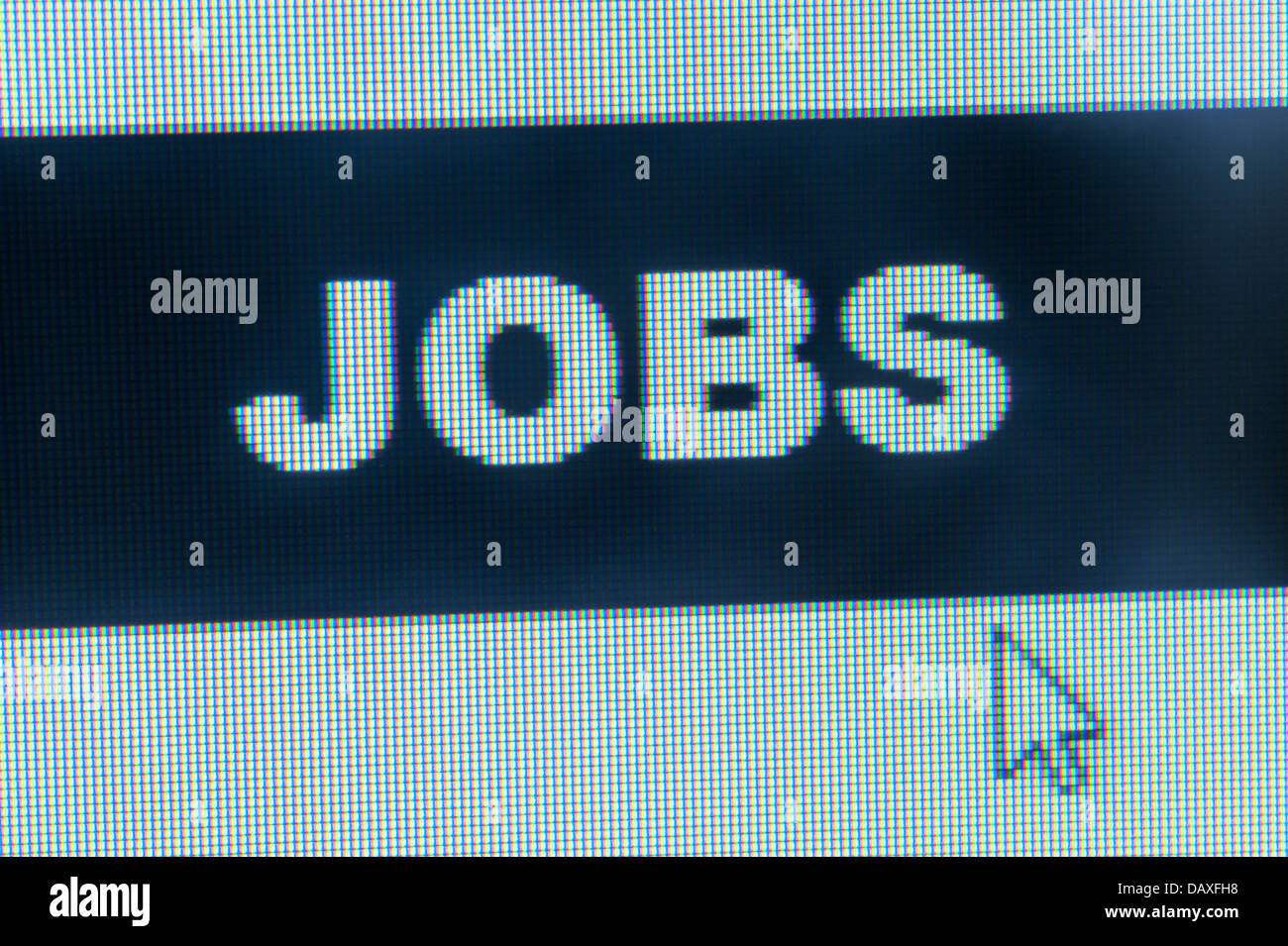 Jobs word and cursor on computer monitor Stock Photo - Alamy