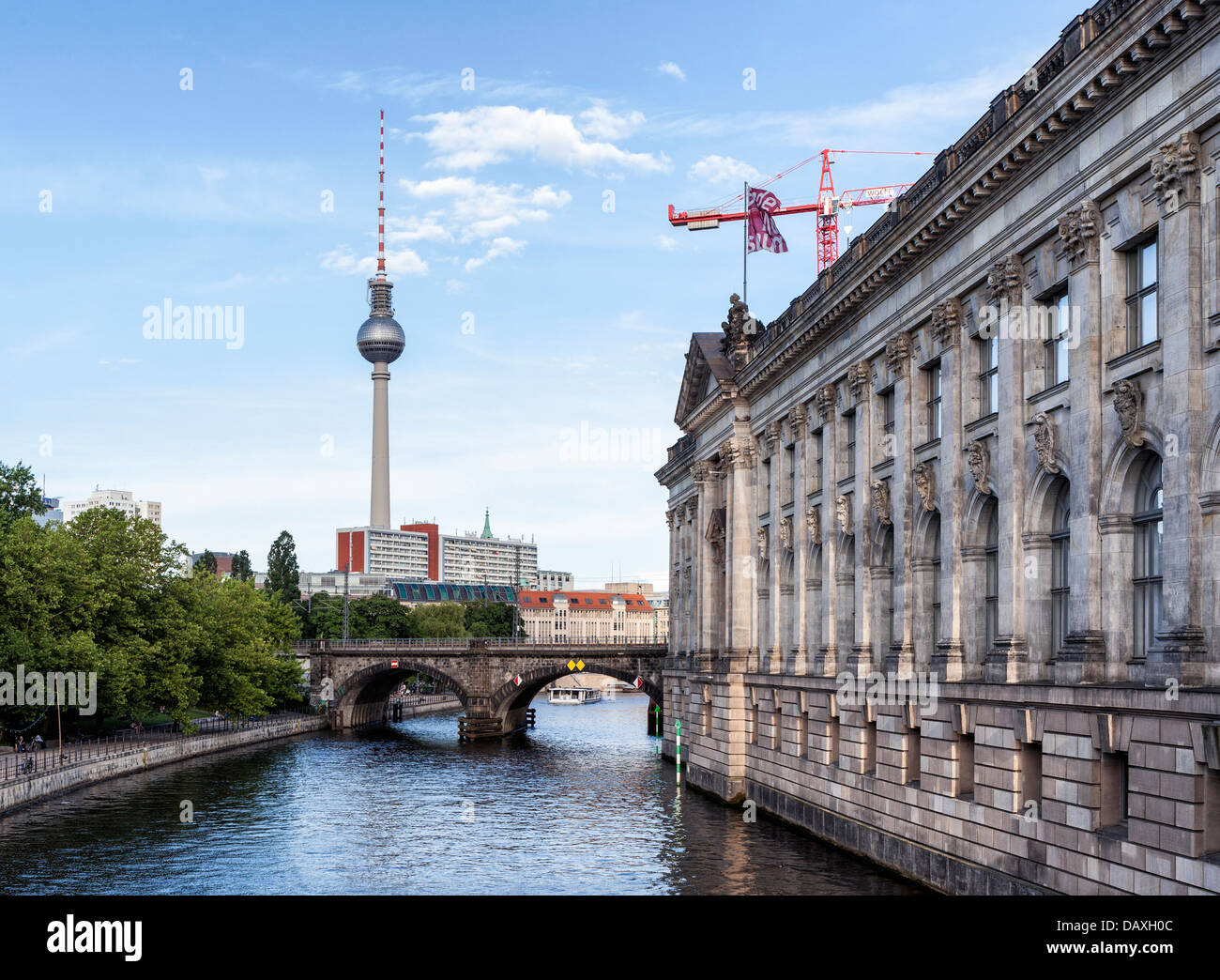 Bode museum, Bridge, River Spree and Fernsehturm in Mitte, Berlin Stock ...
