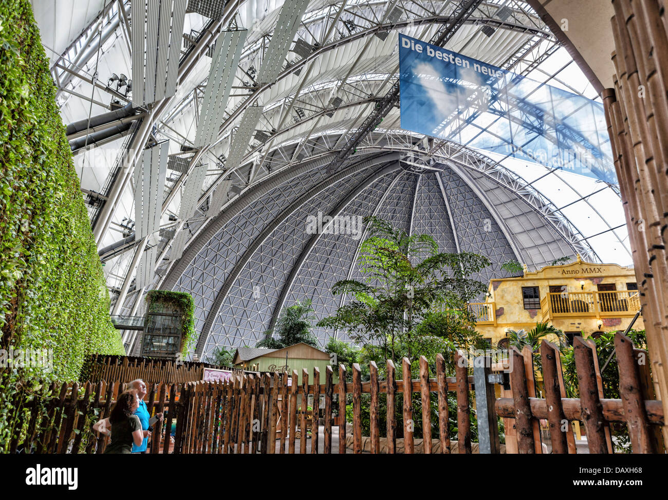 Interior view of the dome of Tropical Islands Resort - A theme park ...