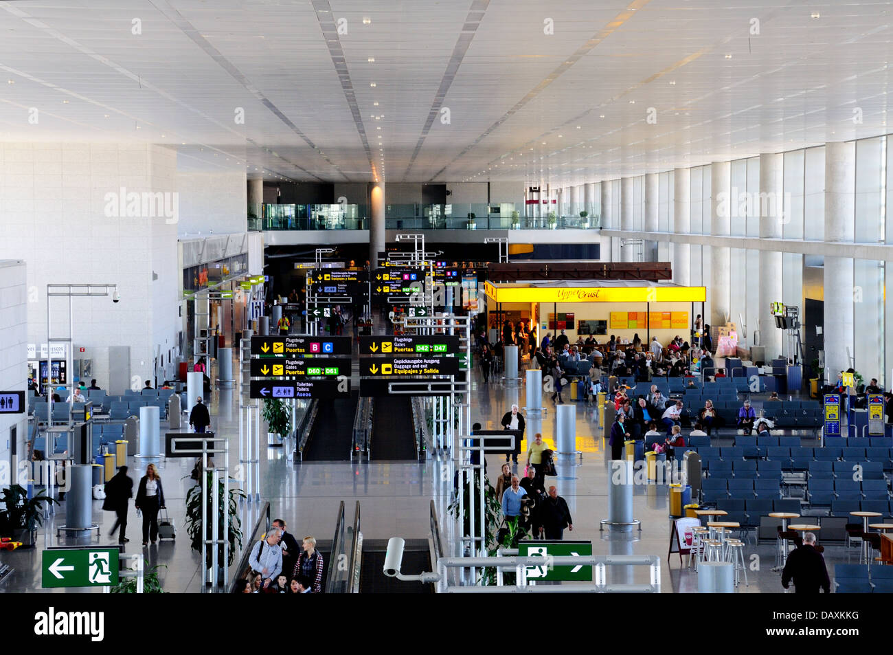 Elevated view inside the airside departures hall, Terminal three ...