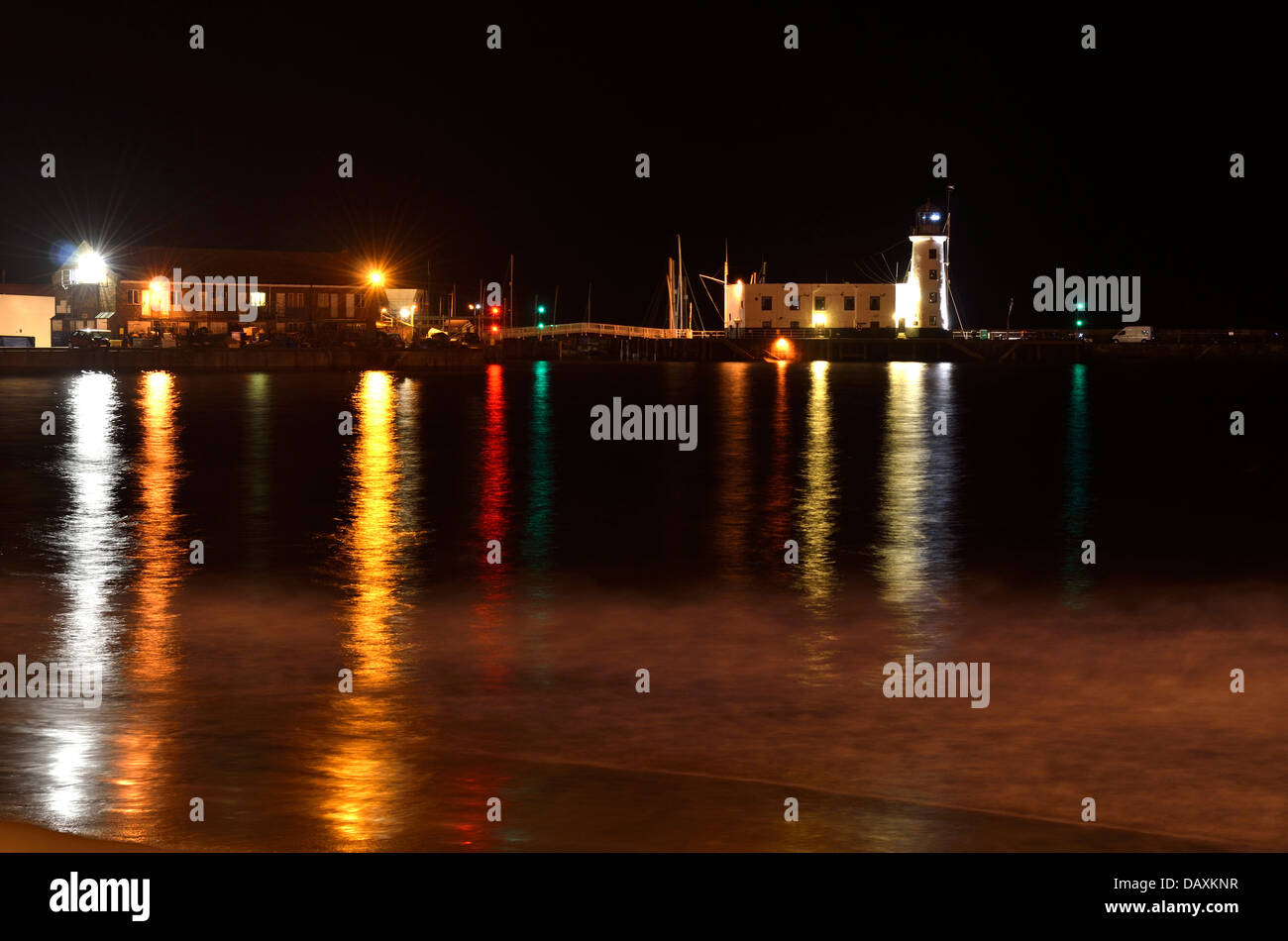 Scarborough Harbour at night - Scarborough, England, UK Stock Photo - Alamy