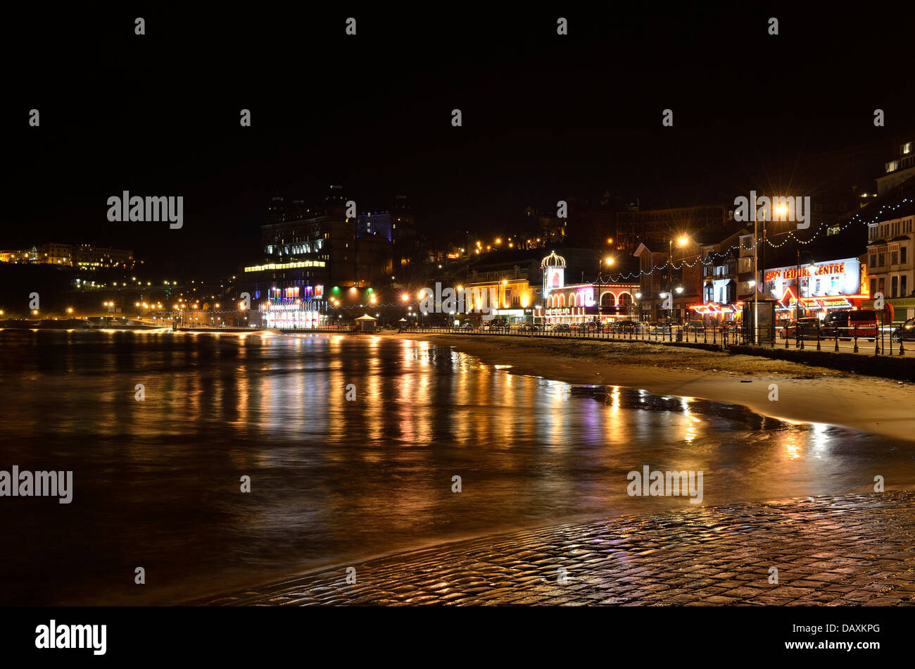 Scarborough Seafront at night - Scarborough, England, UK Stock Photo ...