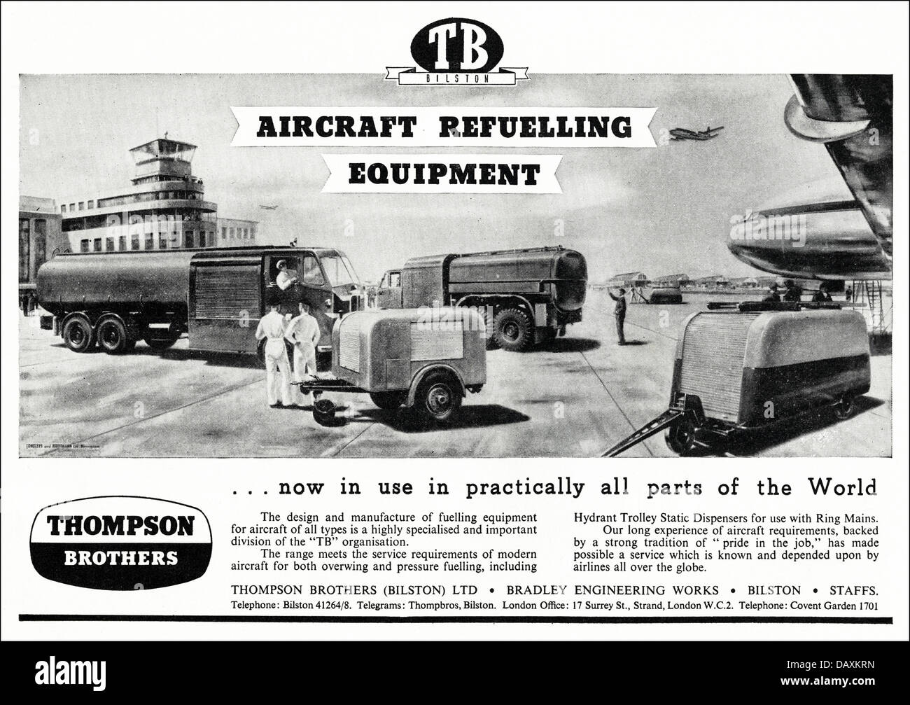 Advert for aircraft refuelling euipment by Thompson Brothers Ltd ...