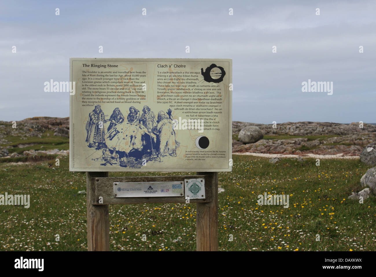 Bilingual Information sign for Ringing stone Isle of Tiree Scotland ...