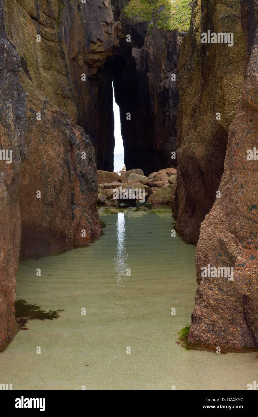 Zawn Pyg natural arch at Nanjizal Beach - Cornwall, England, UK Stock ...