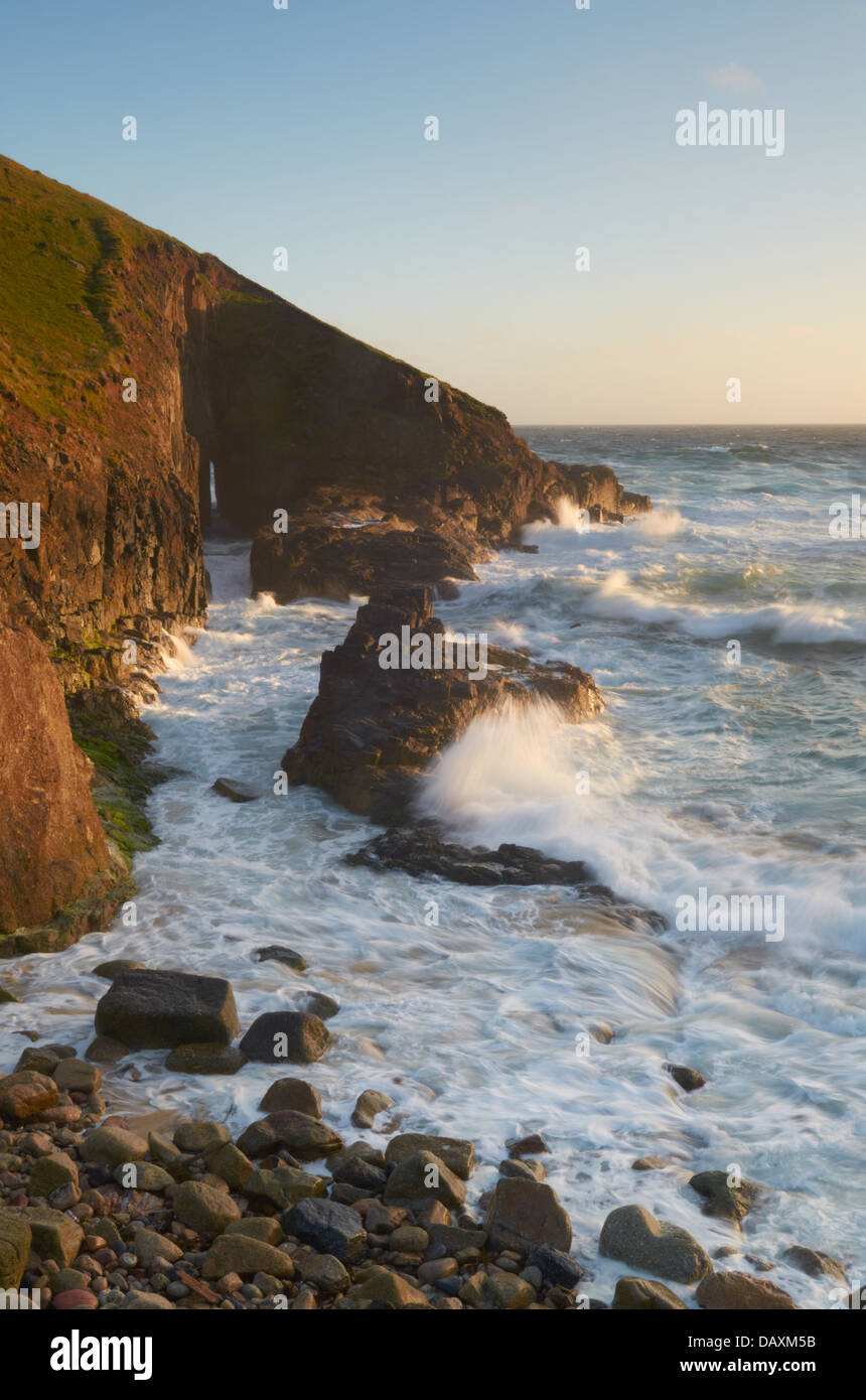 Zawn Pyg natural arch at Nanjizal Beach - Cornwall, England, UK Stock ...