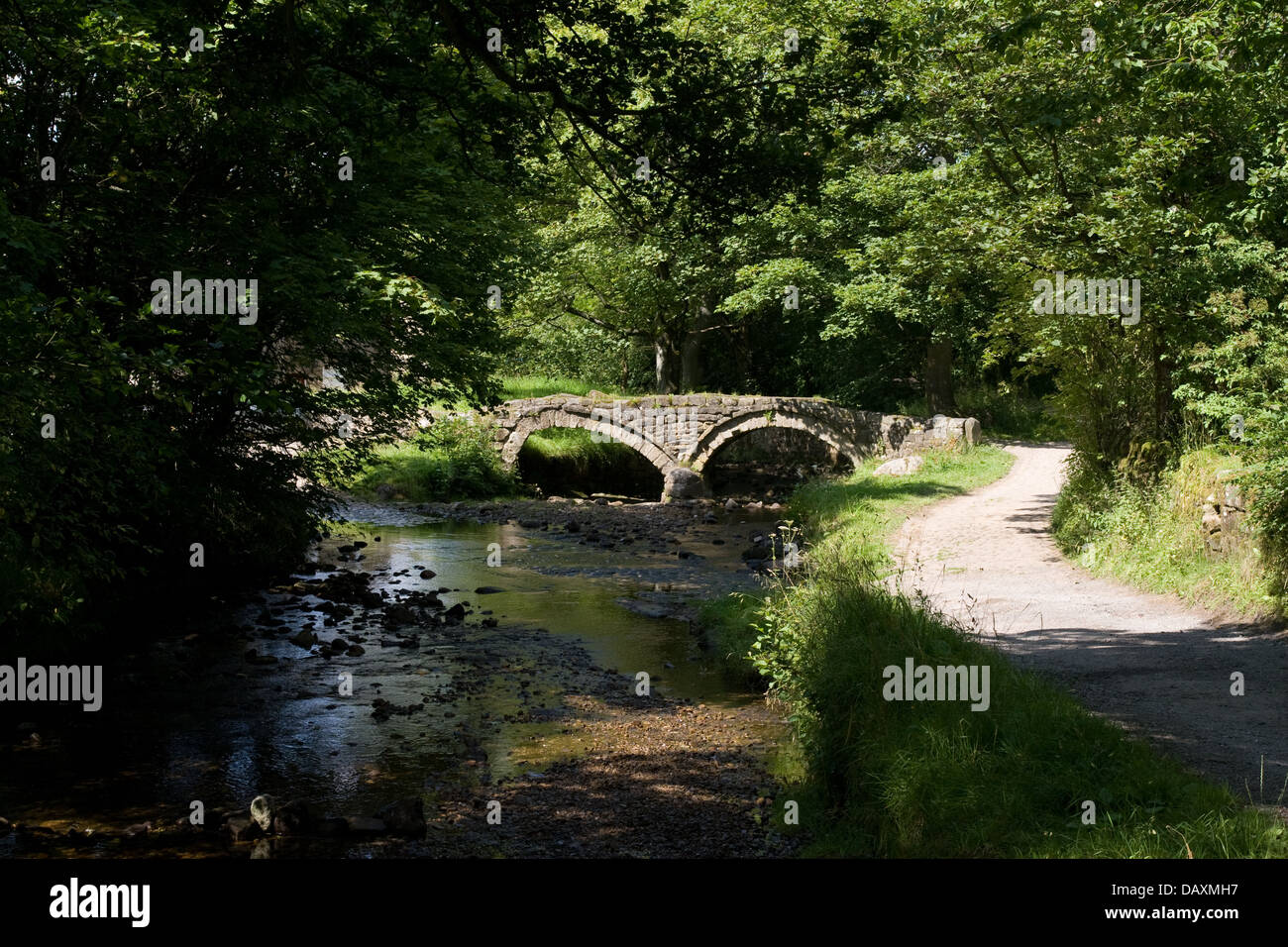 Foot bridge in Wycoller Country Park Colne Lancashire Stock Photo - Alamy
