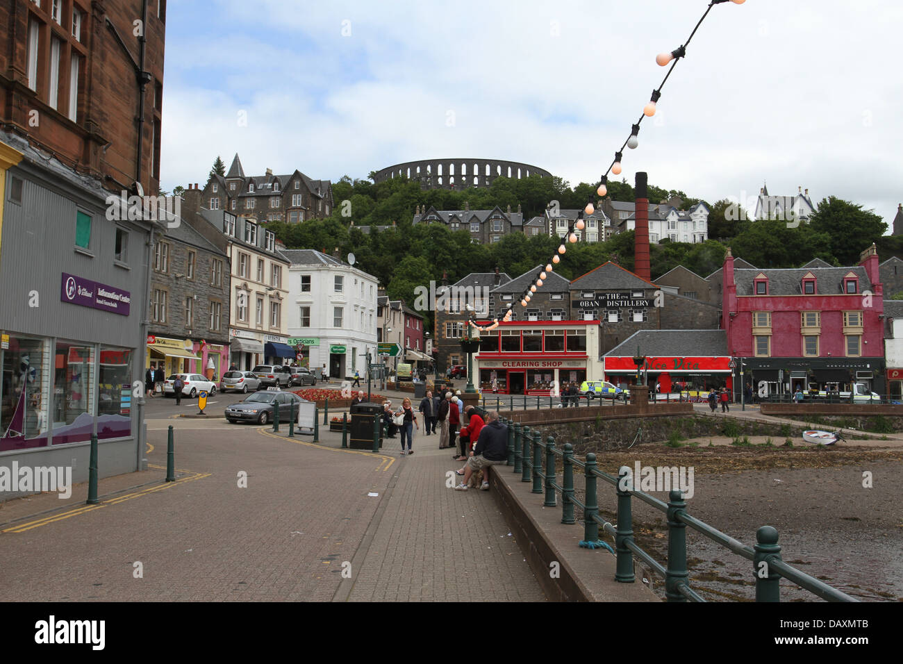 Oban waterfront with McCaig's Tower Scotland June 2013 Stock Photo - Alamy