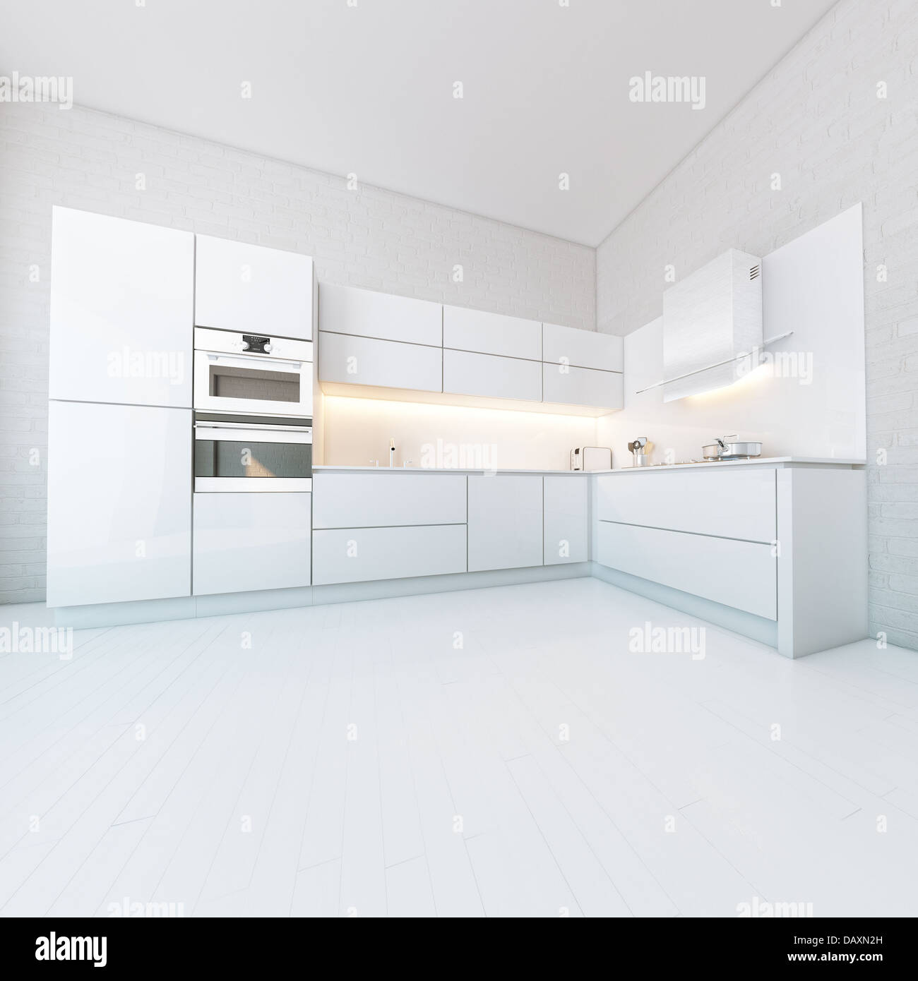 Luxury White Kitchen In Hi-Tech Style Stock Photo - Alamy