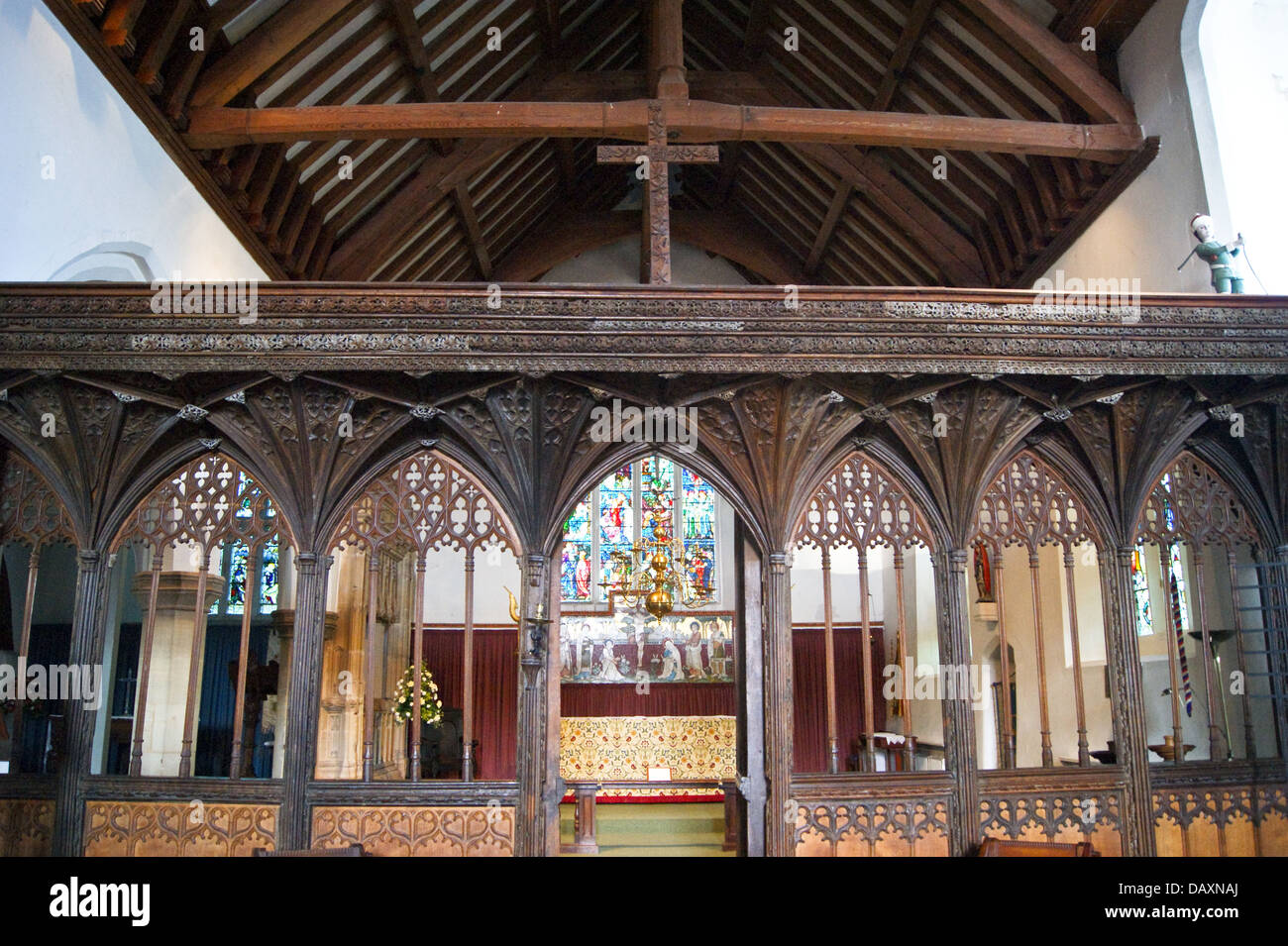 Wooden mediaeval rood screen, Church of St. Michael, North Hill ...