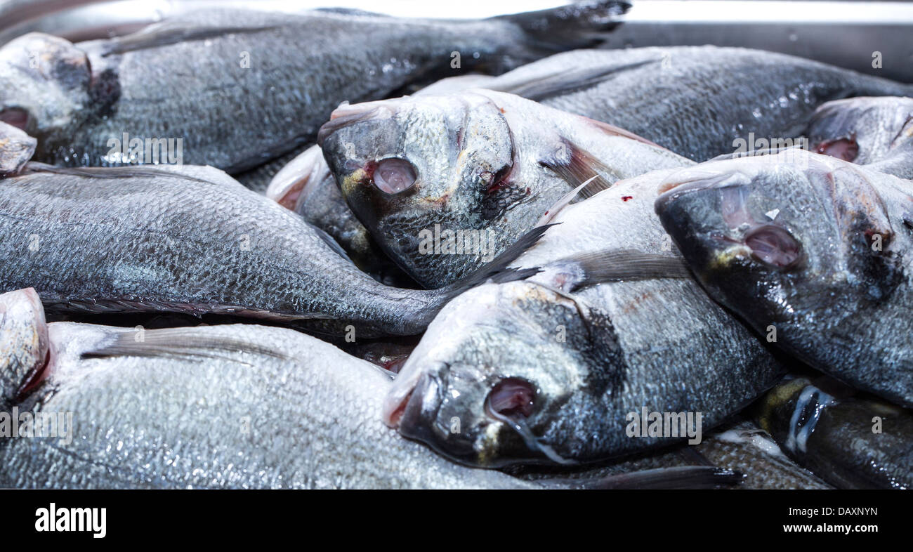 gutted fresh fish for sale at the store Stock Photo - Alamy