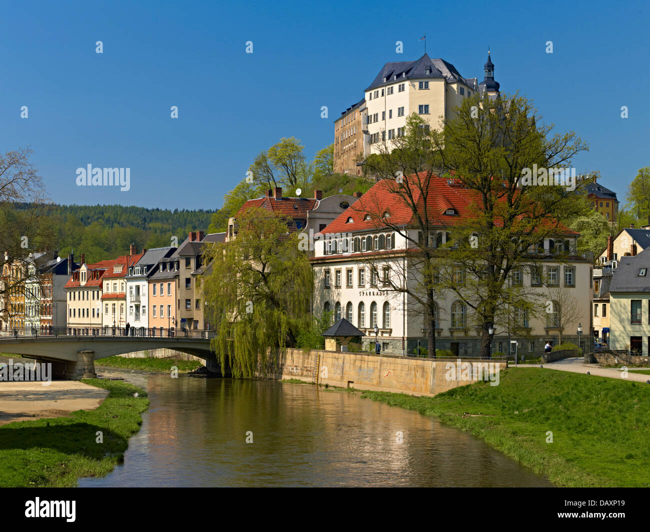 Upper Palace with White Elster River, Greiz, Thuringia, Germany Stock ...