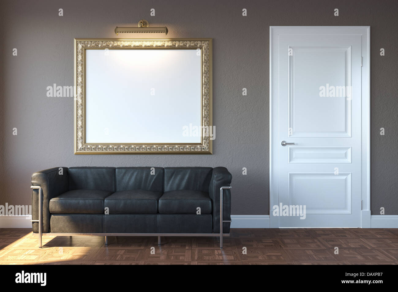 New Modern Living Room With Sofa And Picture Frame Stock Photo - Alamy