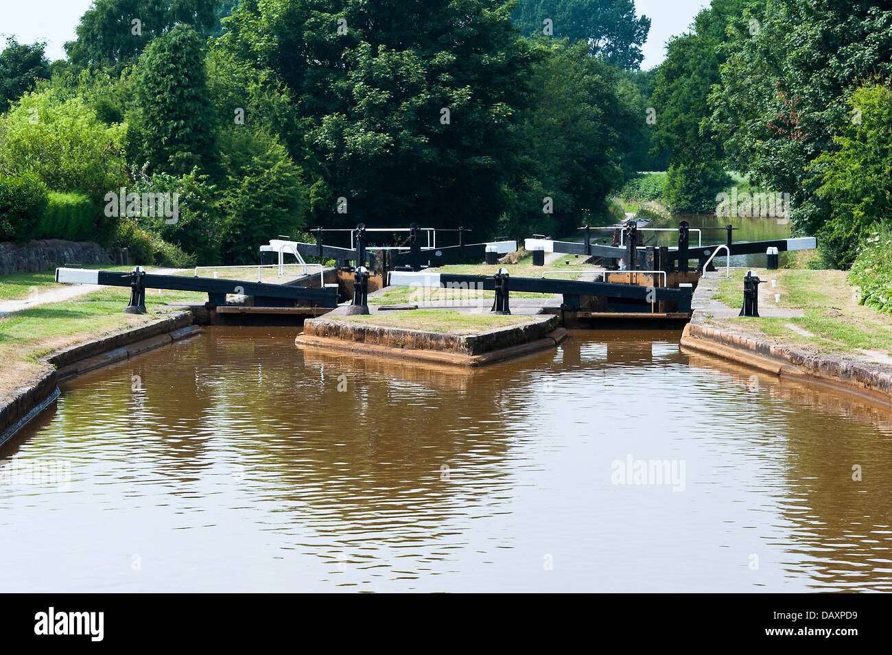 Lock on the Trent and Mersey Canal near Rode Heath Cheshire England ...