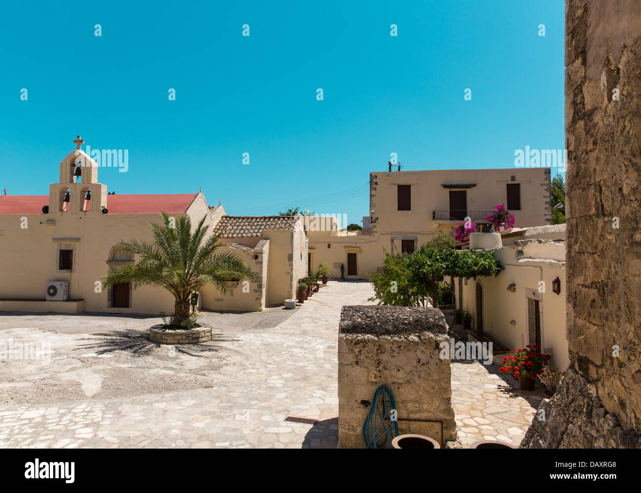Monastery (friary) in Messara Valley at Crete island in Greece. Messara ...