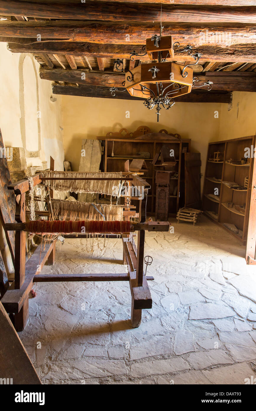 Loom with threads in monastery in Messara Valley Crete, Greece Stock ...